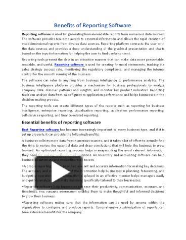 PPT – Benefits of Reporting Software PowerPoint presentation | free to ...