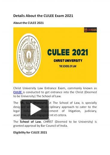 PPT – Details About the CULEE Exam 2021 PowerPoint presentation | free ...