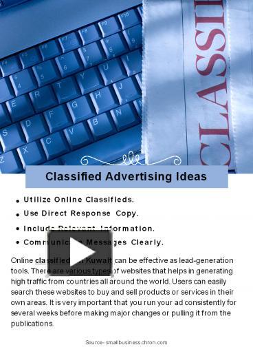 Classified Advertising Ideas presentation | free to download