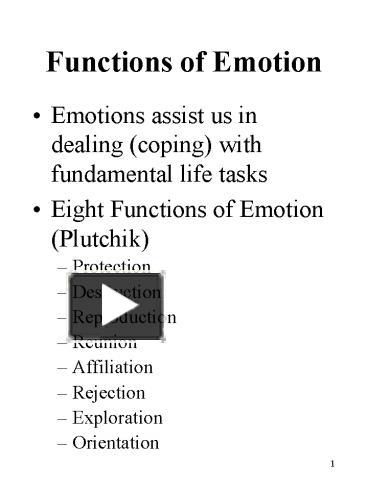 Functions of Emotion presentation | free to view