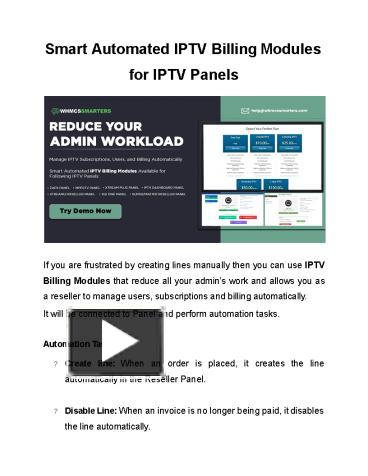 IPTV Billing Module Available for Various IPTV Panels presentation ...