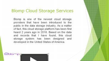PPT – Blomp Cloud Storage Services PowerPoint presentation | free to ...