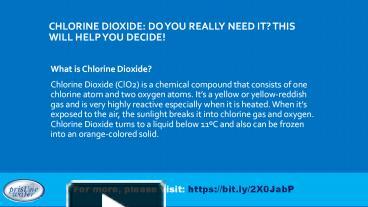 PPT – Chlorine Dioxide: Do You Really Need It? This Will Help You ...
