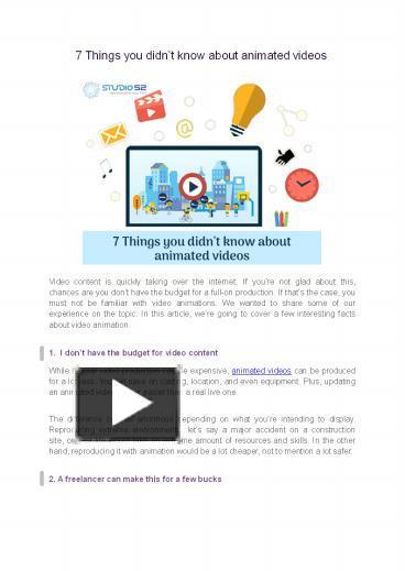 7 Things you didn’t know about animated videos presentation | free to ...