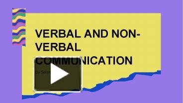 PPT – Verbal and Non Verbal Communication PowerPoint presentation ...