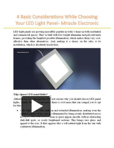 PPT – 4 Basic Considerations While Choosing Your LED Light Panel ...