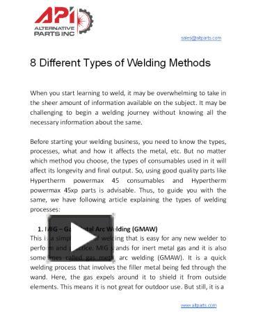 8 Different Types of Welding Methods presentation | free to download