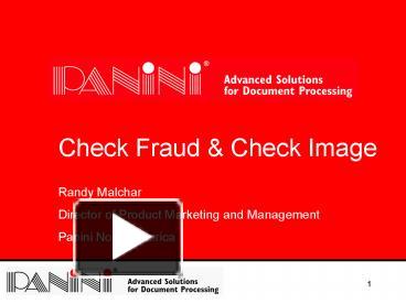 Check Fraud presentation | free to view