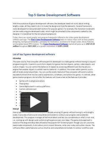 Top 5 Game Development Software presentation | free to download