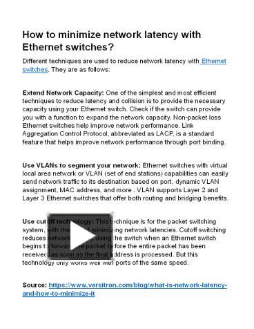 PPT – How to minimize network latency with Ethernet switches ...