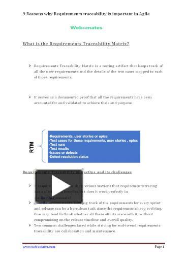 PPT – Requirements Traceability Matrix PowerPoint presentation | free ...