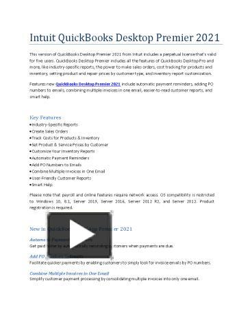 PPT – Intuit QuickBooks Desktop Premier 2021 PowerPoint presentation ...
