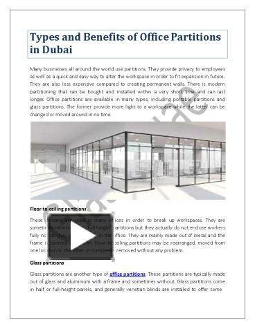 Types and Benefits of Office Partitions in Dubai presentation | free to ...