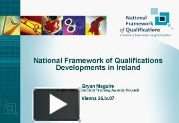 PPT – National Framework of Qualifications Developments in Ireland ...