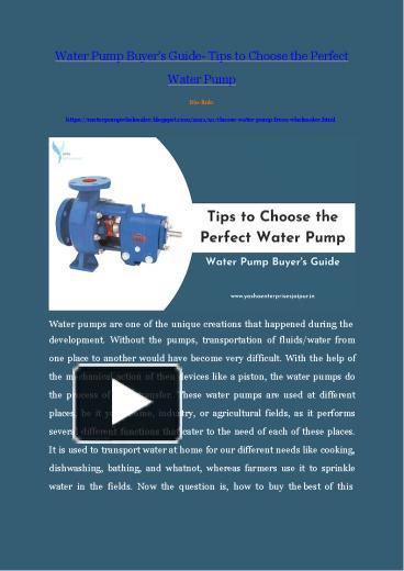 PPT – Tips to Choose Perfect Water Pump From Wholesaler PowerPoint ...
