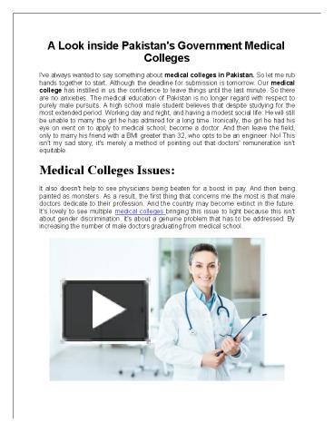 A Look inside Pakistan's Government Medical Colleges presentation ...