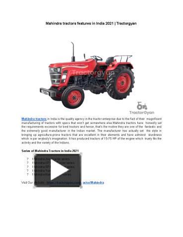 Mahindra tractors features in India 2021 | Tractorgyan presentation ...