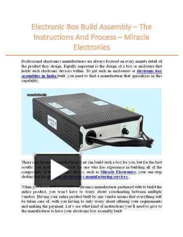 Electronic Box Build Assembly – The Instructions And Process – Miracle ...