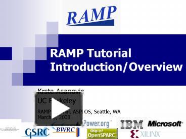 RAMP Tutorial IntroductionOverview presentation | free to view