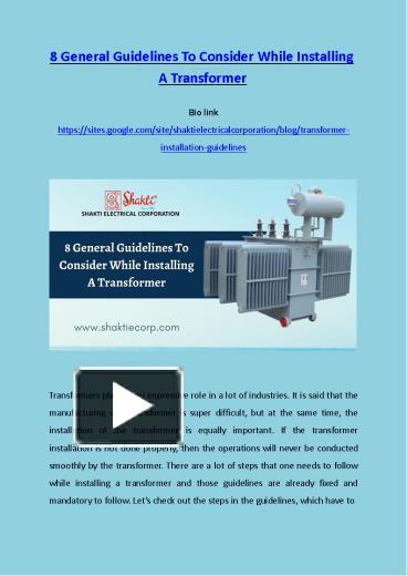 Transformer installation guidelines (1) presentation | free to download