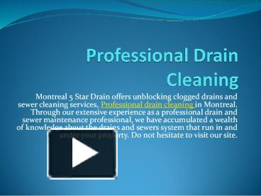 PPT – Professional Drain Cleaning PowerPoint presentation | free to ...