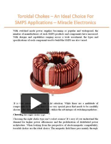 Toroidal Chokes – An Ideal Choice For SMPS Applications – Miracle ...