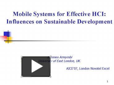 Mobile Systems for Effective HCI: Influences on Sustainable Development ...