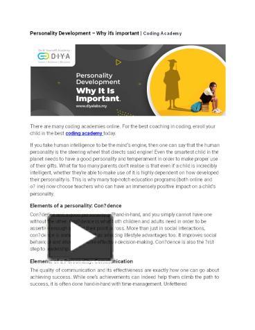 PPT – Personality Development – Why it's important | Coding Academy ...