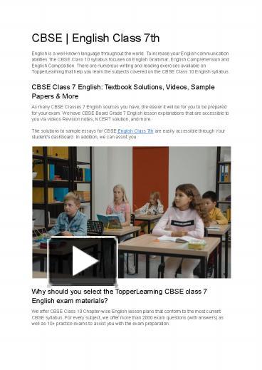 CBSE | English Class 7th presentation | free to download