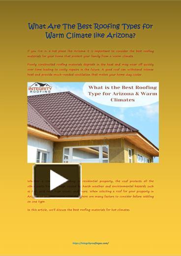 PPT – What Are The Best Roofing Types For Warm Climate Like Arizona ...