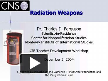RDDs: A Rising Concern. RDD Radiological Dispersal Device presentation ...