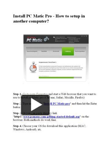PPT – Install PC Matic Pro - How to setup in another computer ...
