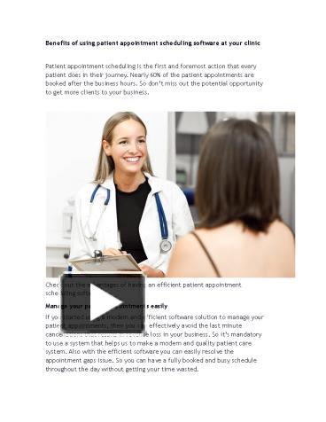 Benefits of using patient appointment scheduling software at your ...