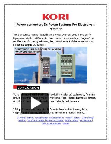Power converters Dc Power Systems For Electrolysis rectifier ...