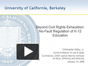 PPT – Christopher Edley, Jr. PowerPoint presentation | free to view ...