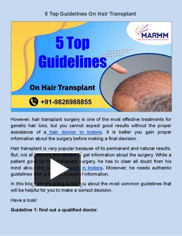 PPT – 5 Top Guidelines On Hair Transplant PowerPoint presentation ...