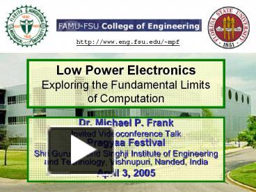 PPT – Low Power Electronics Exploring the Fundamental Limits of ...