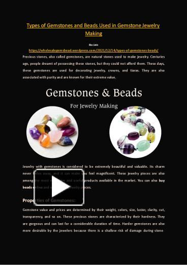 Types of Gemstones and Beads Used in Gemstone Jewelry Making ...