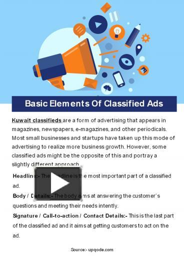 Basic Elements Of Classified Ads presentation | free to download