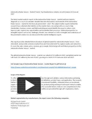 PPT – Automotive Radar Sensors Market PowerPoint presentation | free to ...