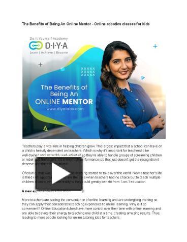 The Benefits of Being An Online Mentor - Online robotics classes for ...