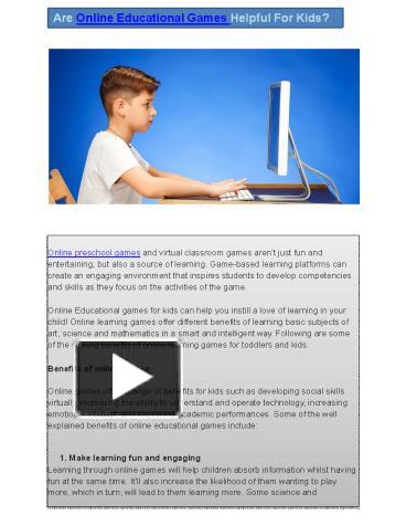 PPT – Are Online Educational Games Really Helpful For Kids | Switch Ed ...