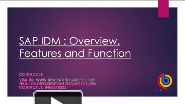 PPT – SAP IDM Overview PPT | IDM HR Course | SAP IDM PPT PowerPoint ...