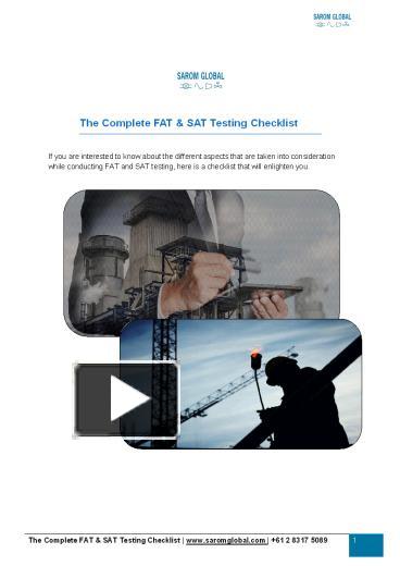 The Complete FAT & SAT Testing Checklist presentation | free to download