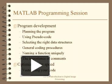 MATLAB Programming Session presentation | free to view