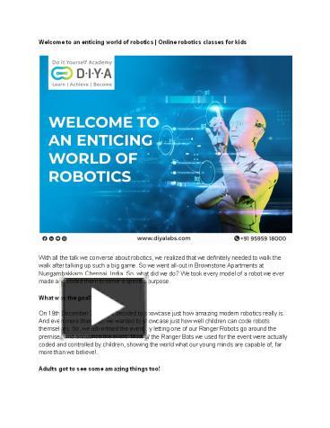 PPT – Welcome to an enticing world of robotics | Online robotics ...
