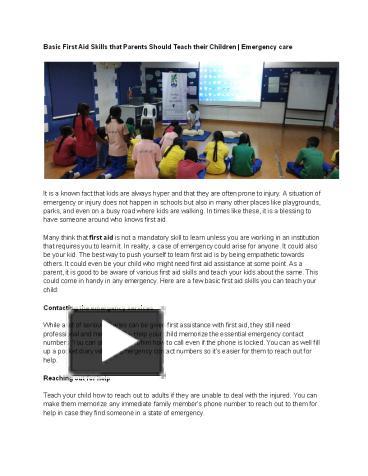 Basic First Aid Skills that Parents Should Teach their Children ...