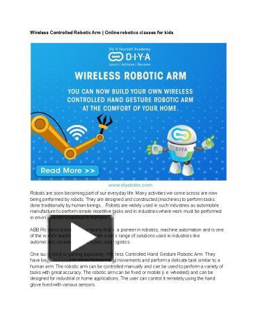 PPT – Wireless Controlled Robotic Arm | Online robotics classes for ...