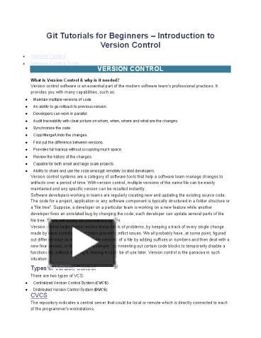 GIT TUTORIAL FOR BEGINNER presentation | free to download