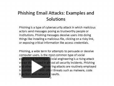 Phishing Email Attacks: Examples and Solutions presentation | free to ...